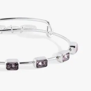 ALEX AND ANI Emerald Cut Birthstone Bangle - Silver 